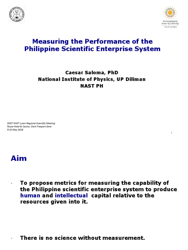Measuring The Performance of The Philippine Scientific Enterprise ...