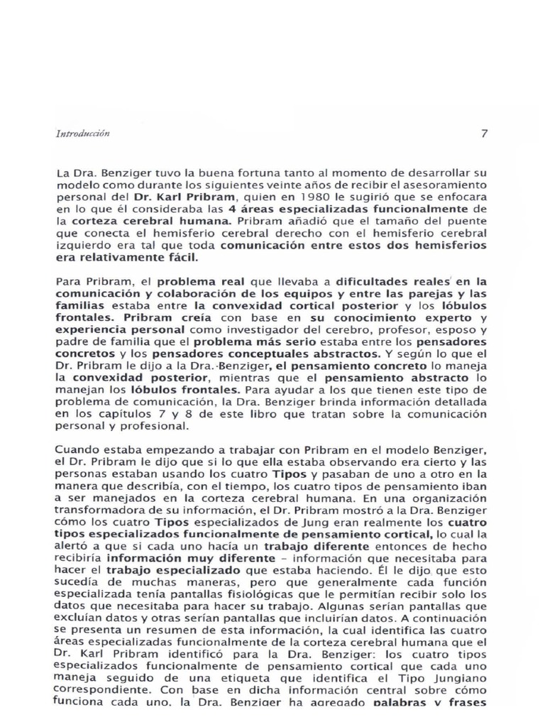 Modelo de Pensamiento Benziger | PDF | Hemisferio cerebral | Corteza ...
