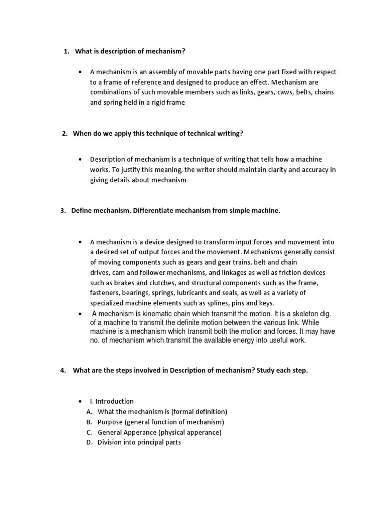 What Is Description of Mechanism? | PDF | Machines | Mechanical Engineering