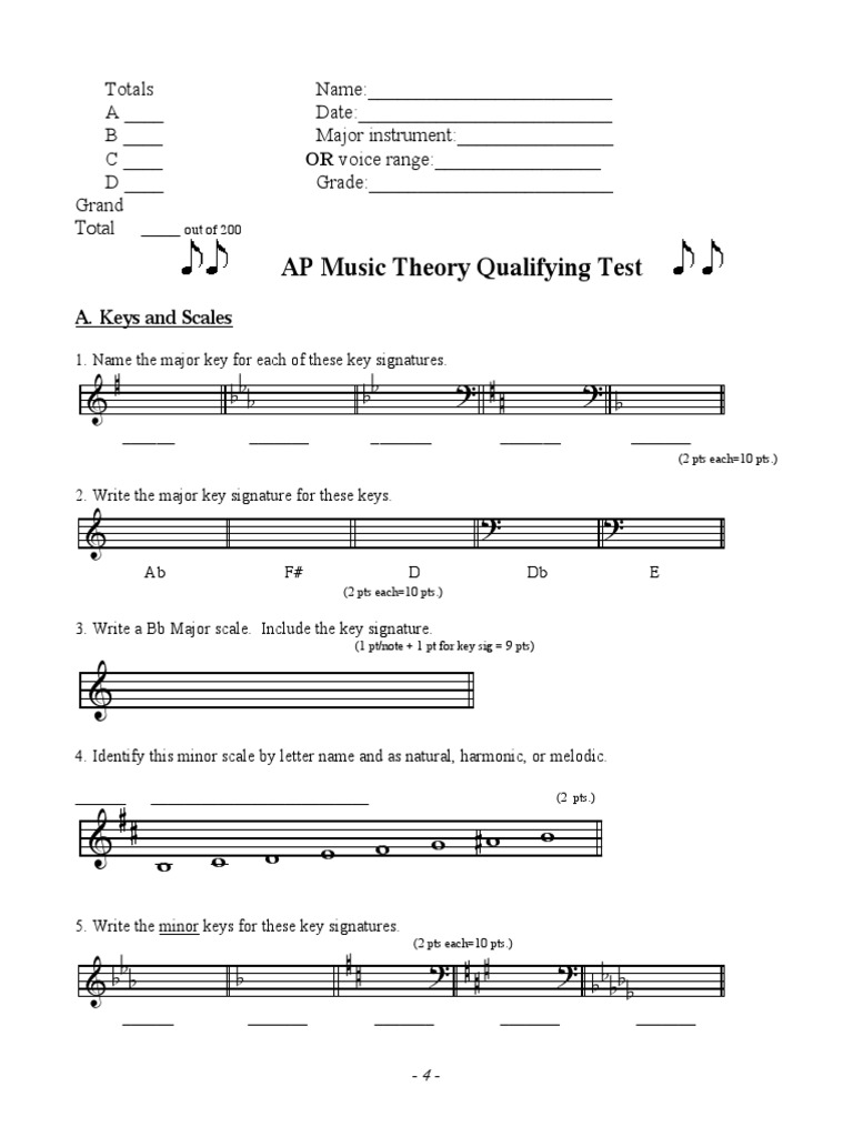 Pre Test For Ap Music Theory | PDF | Musicology | Musical Techniques