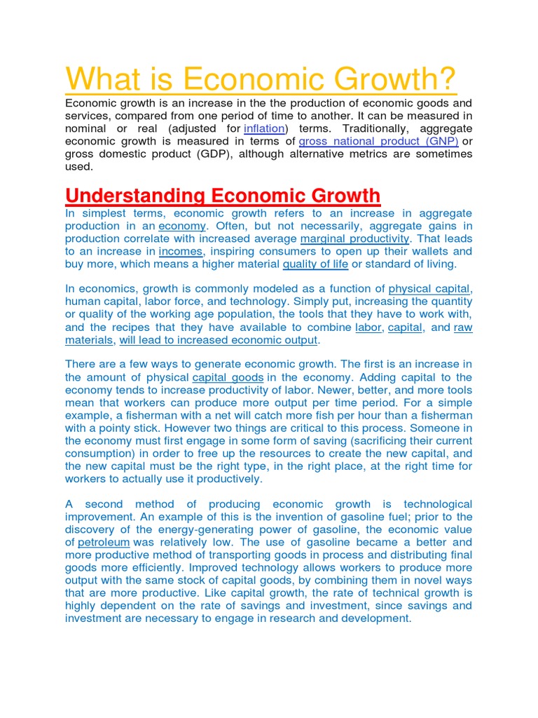 What Is Economic Growth | PDF | Economic Growth | Gross Domestic Product