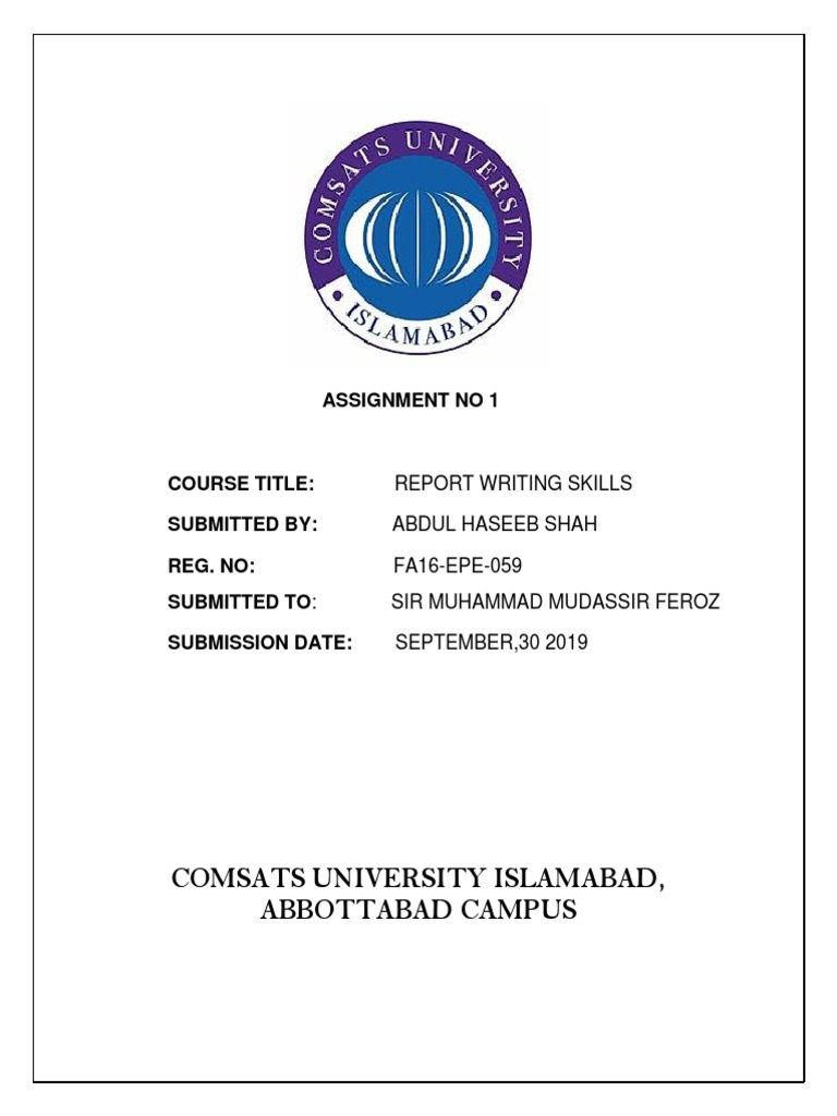 Comsats University Islamabad, Abbottabad Campus: Assignment No 1 | PDF ...