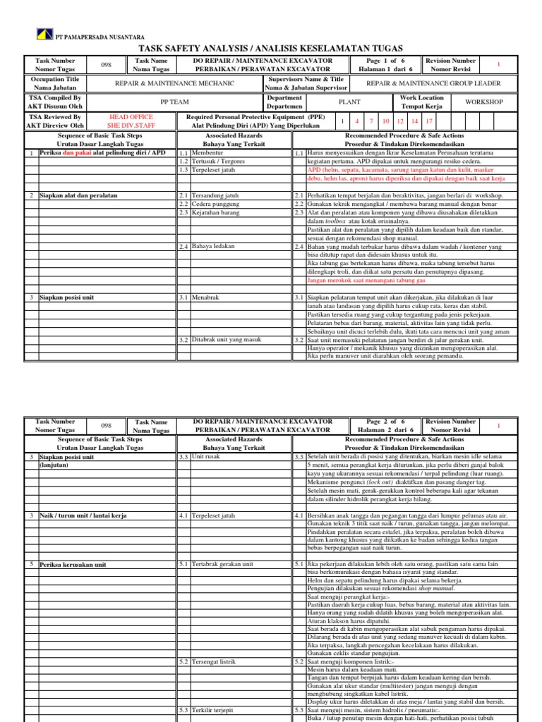 Perawatan Excavator | PDF