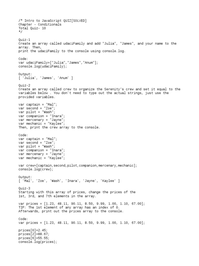Arrays Quiz Download Free Pdf Array Data Structure Computer Programming