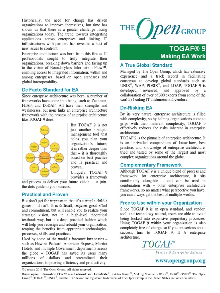 Togaf® 9: Making EA Work | PDF | Enterprise Architecture | Information ...