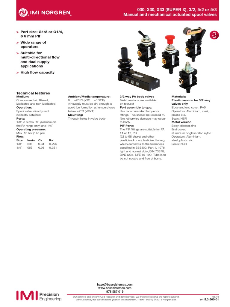 Valvula en Linea Norgren x30 | PDF | Valve | Gas Technologies