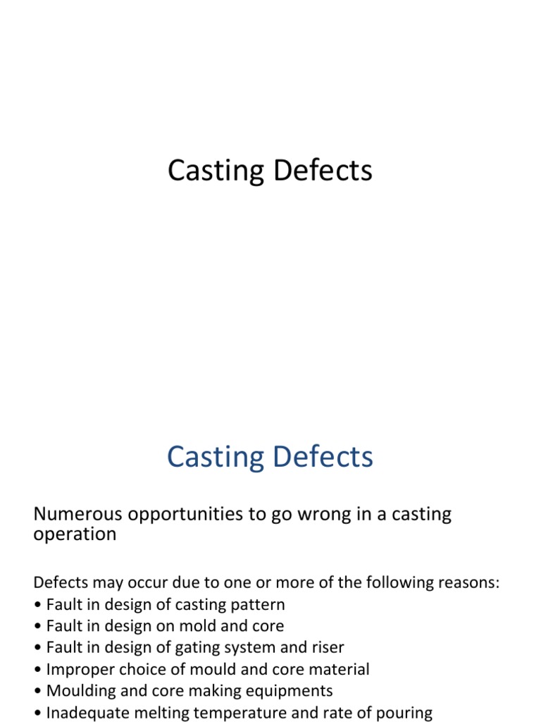 Casting Defects: Causes and Remedies | PDF | Casting (Metalworking ...