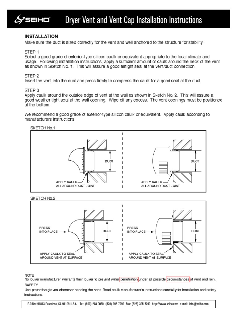 Dryer Vent Installation Guide | PDF