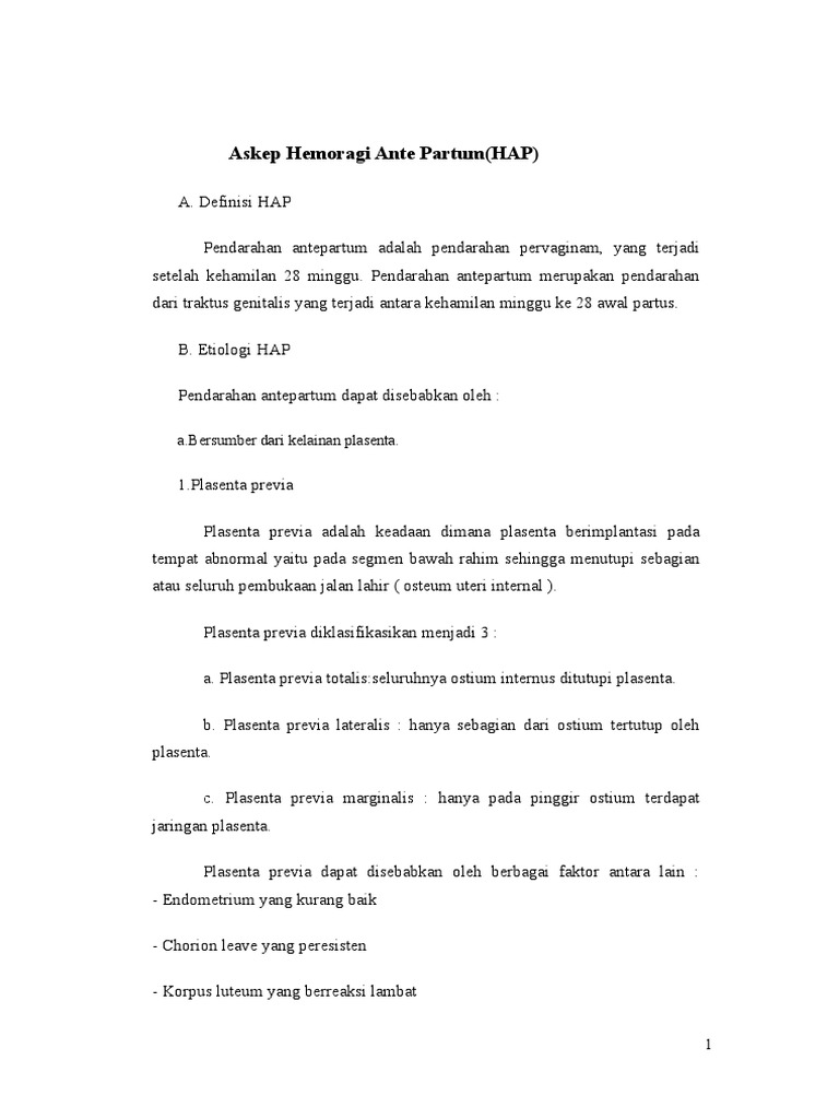 Askep Perdarahan Ante Partum HAP | PDF