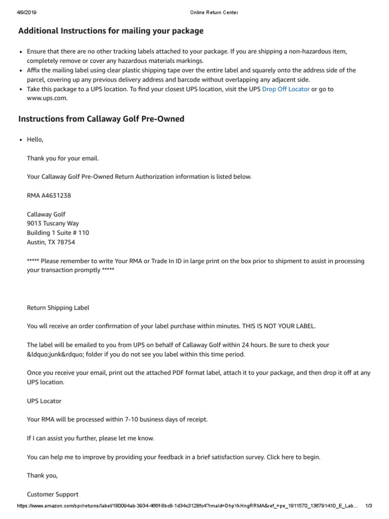 Additional Instructions For Mailing Your Package: Drop Off Locator | Download Free PDF | United ...