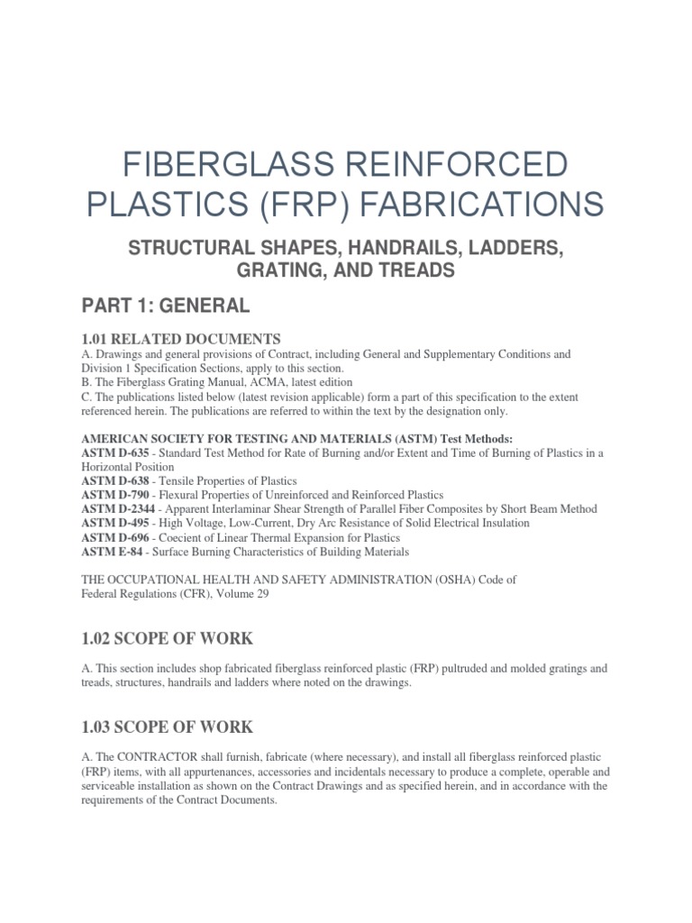 Fiberglass Reinforced Plastics (FRP) Fabrications | PDF | Fibre ...