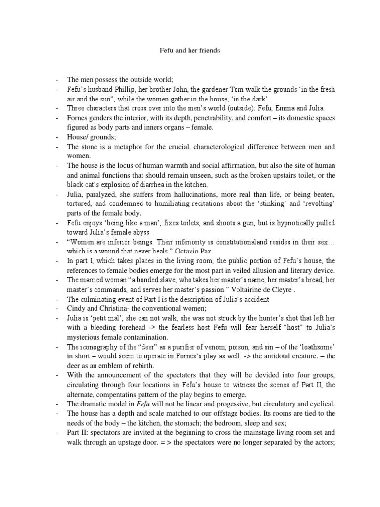 Fefu and Her Friends by Maria Irene Fornes | PDF