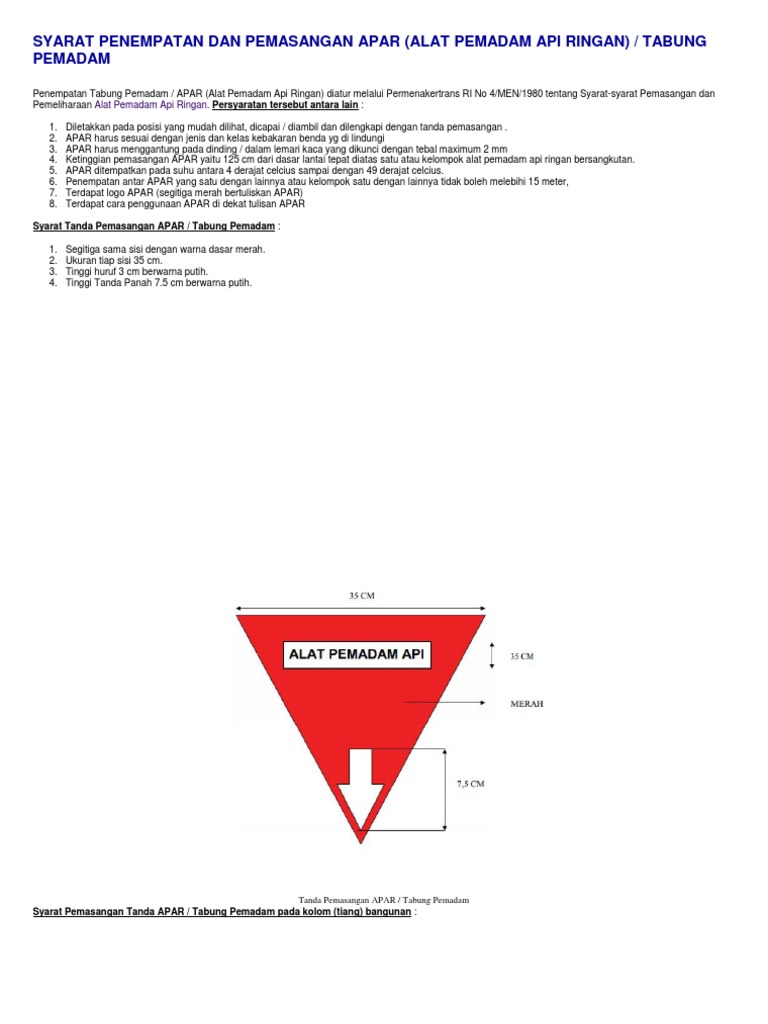 Dokumen - Tips - Syarat Penempatan Dan Pemasangan Apar | PDF