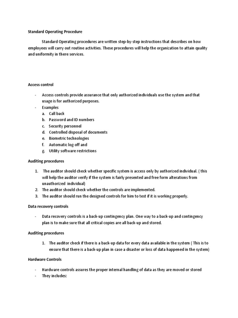 Standard Operating Procedure | PDF