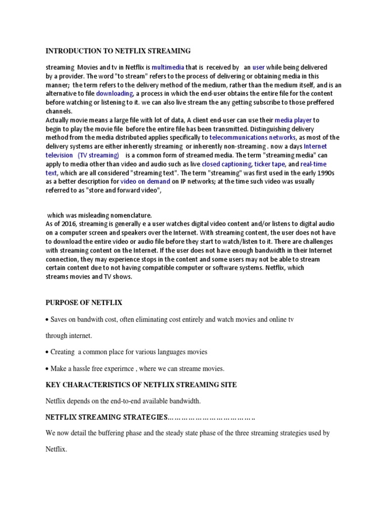Introduction To Netflix Streaming | PDF | Streaming Media | Digital ...