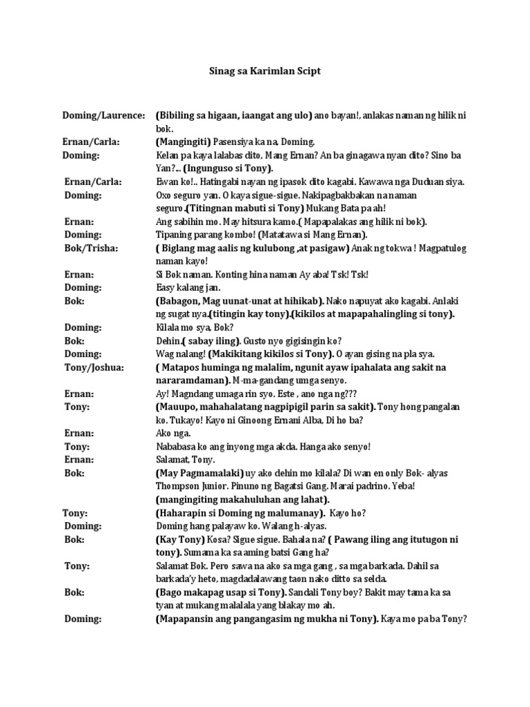 Sinag Sa Karimlan Scipt | PDF