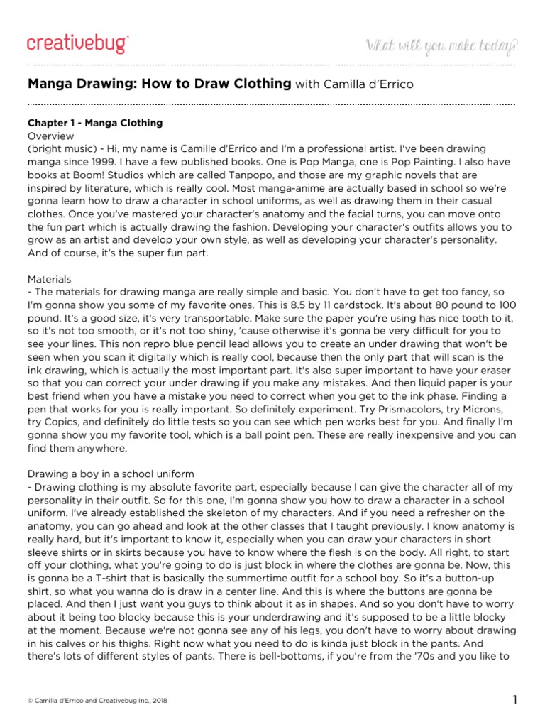 Manga Drawing - How To Draw Clothing - Transcript PDF | PDF | Blouse ...