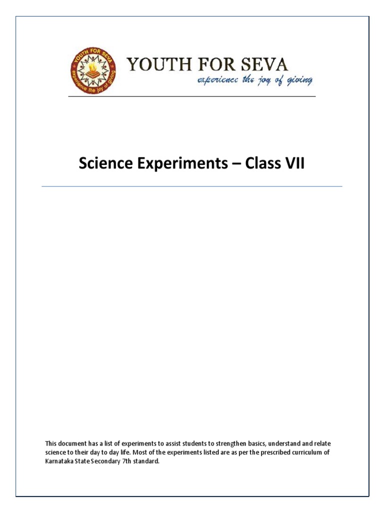 Class7 Science Experiments | PDF | Solution | Force