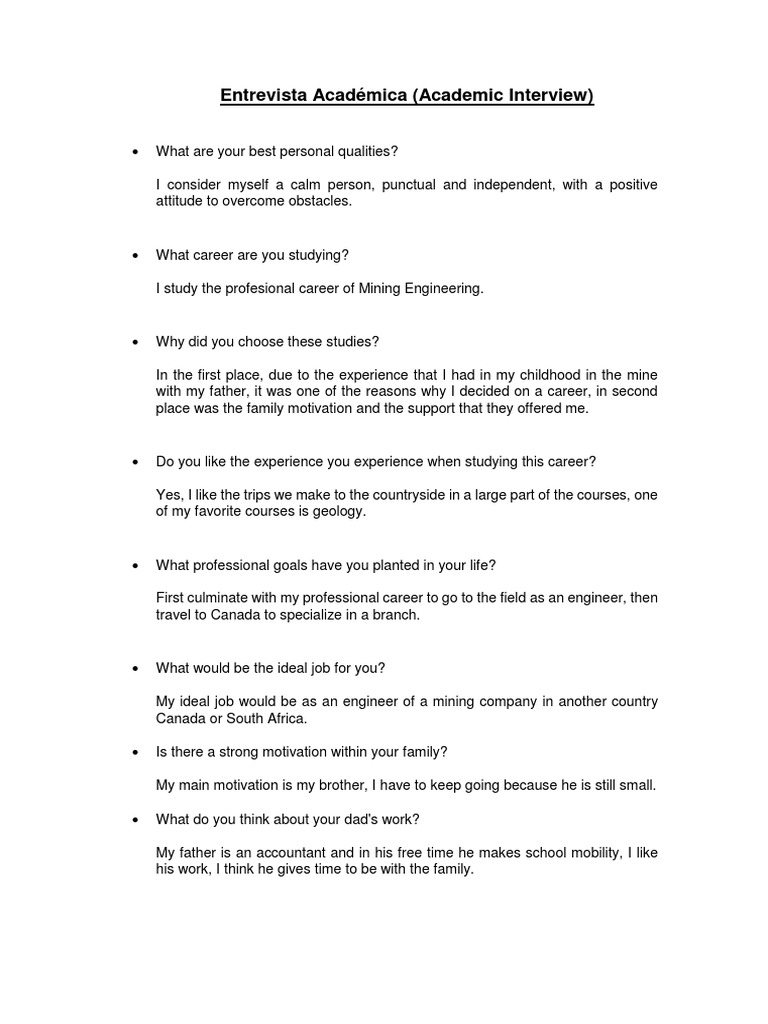 Entrevista Académica (Academic Interview) | PDF