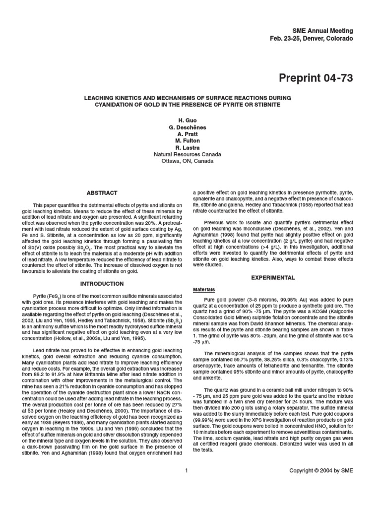Leaching Kinetics and Mechanisms of Surface Reactions During ...