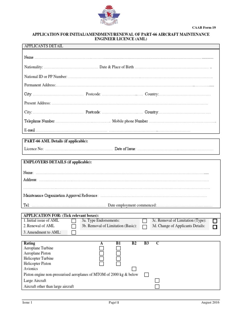 Caab Form 19 | PDF | Business