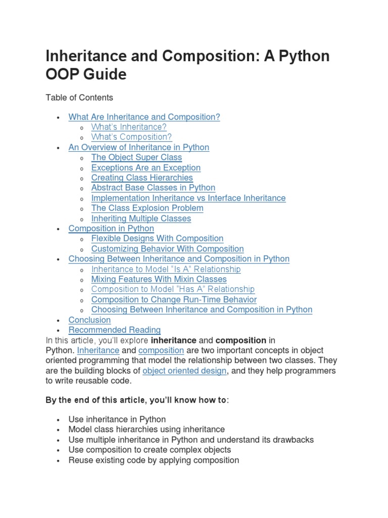 Inheritance and Composition | PDF | Inheritance (Object Oriented Programming) | Class (Computer ...