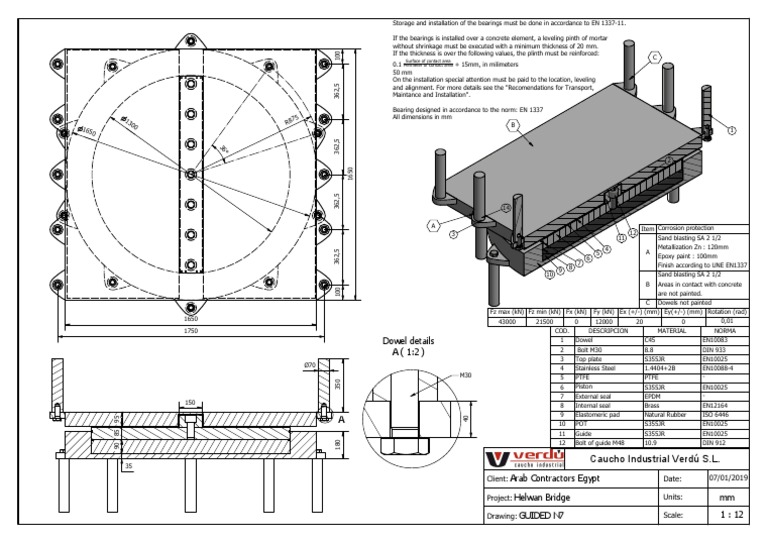 Pot Bearing Drawing | PDF | Economic Sectors | Metals