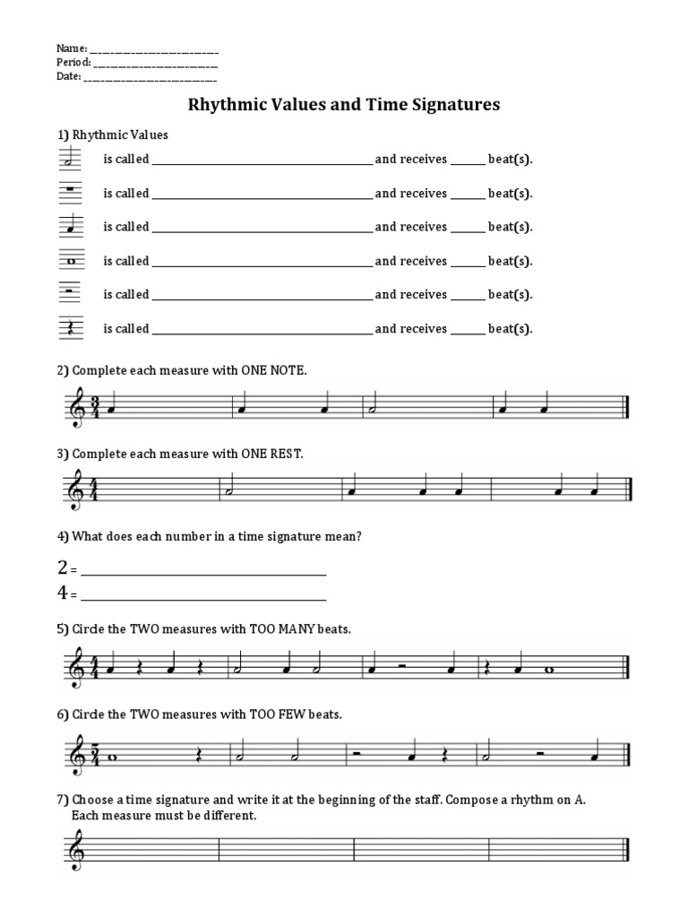 Rhythmic Values and Time Signatures | PDF | Rhythm | Ornaments