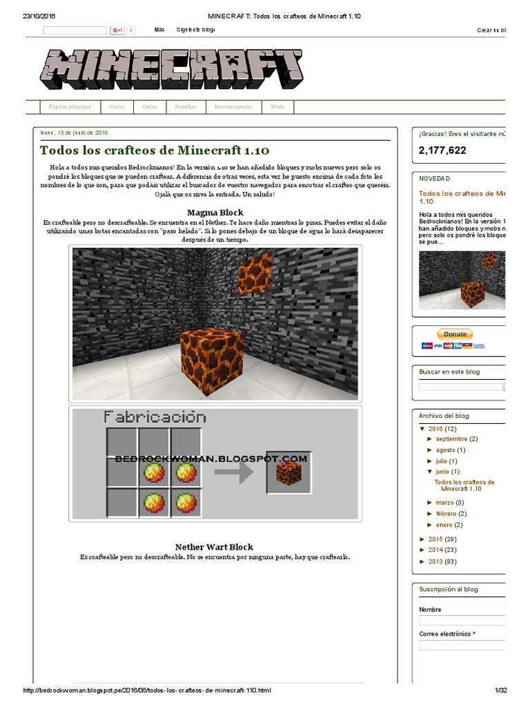 MINECRAFT - Todos Los Crafteos de Minecraft 1 | PDF | Color | Blog