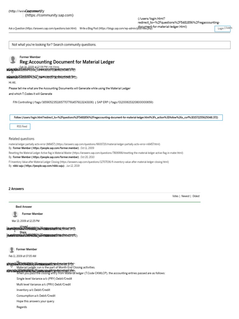 Accounting Document For Material Ledger - SAP Q&A | PDF | Debits And ...