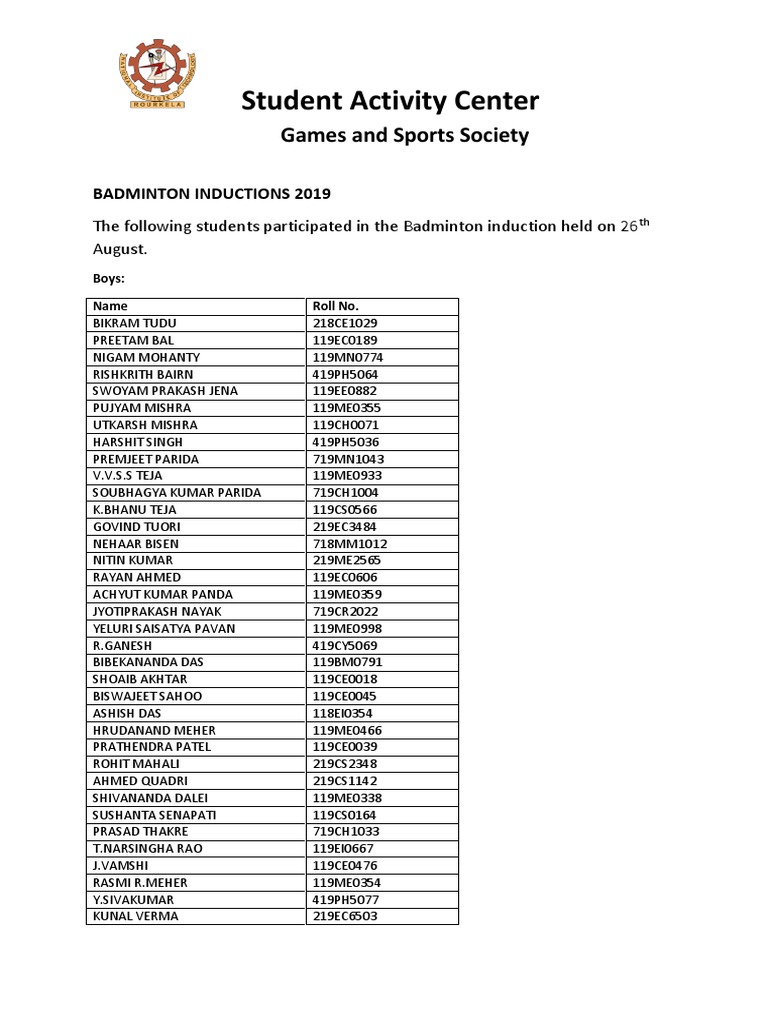 Student Activity Center: Games and Sports Society | PDF
