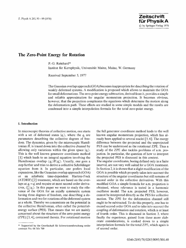 Rotational Zero Point Energy | PDF | Hamiltonian (Quantum Mechanics ...