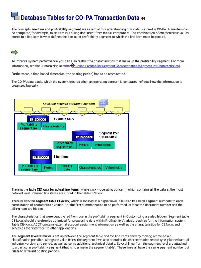 Database Tables For CO-PA Transaction Data (SAP Library - Profitability Analysis (COPA) ) | PDF ...