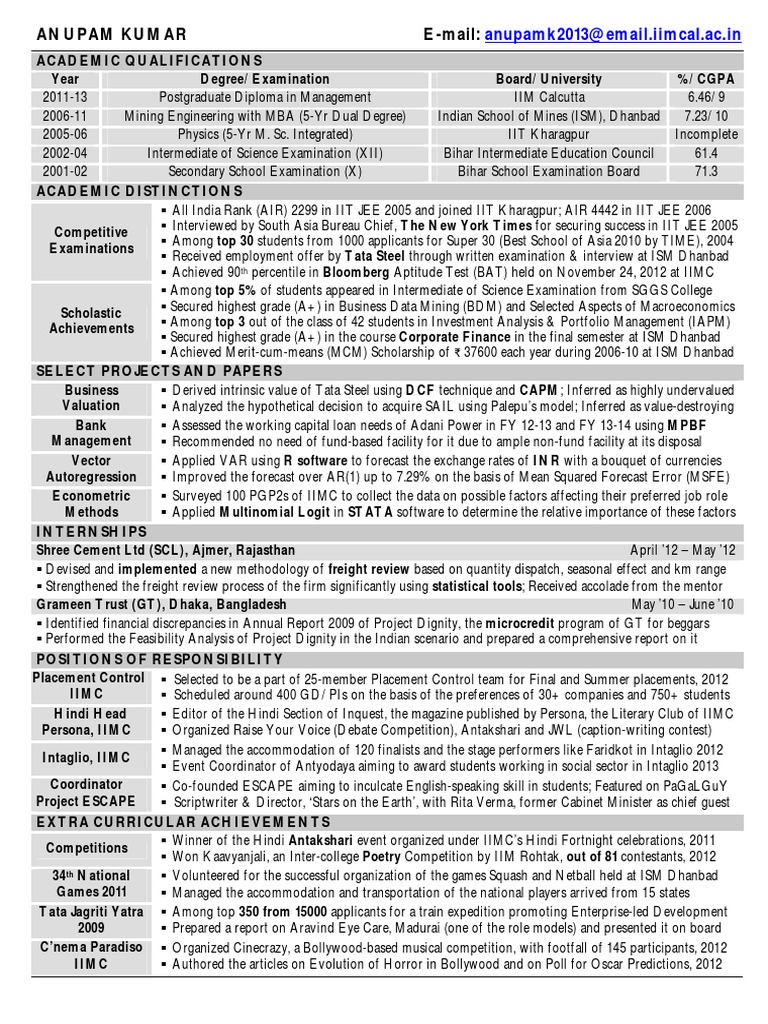 Kumar Resume | PDF | Business