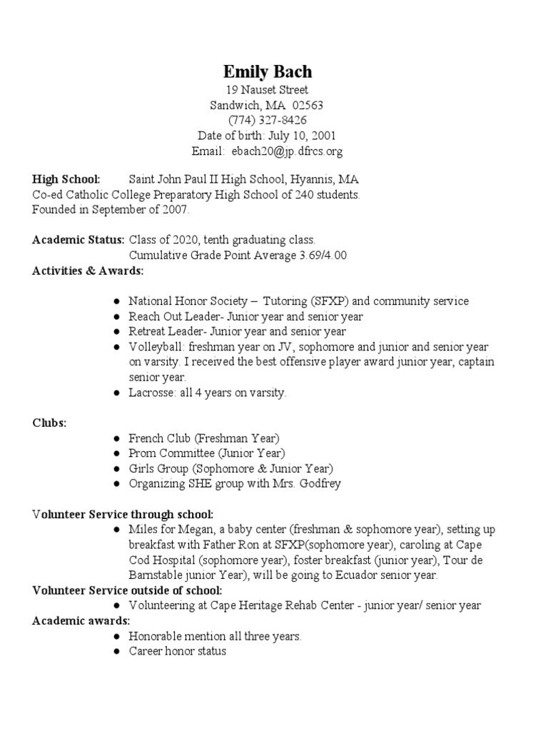 Resume Class of 2020 | PDF | Students | Schools