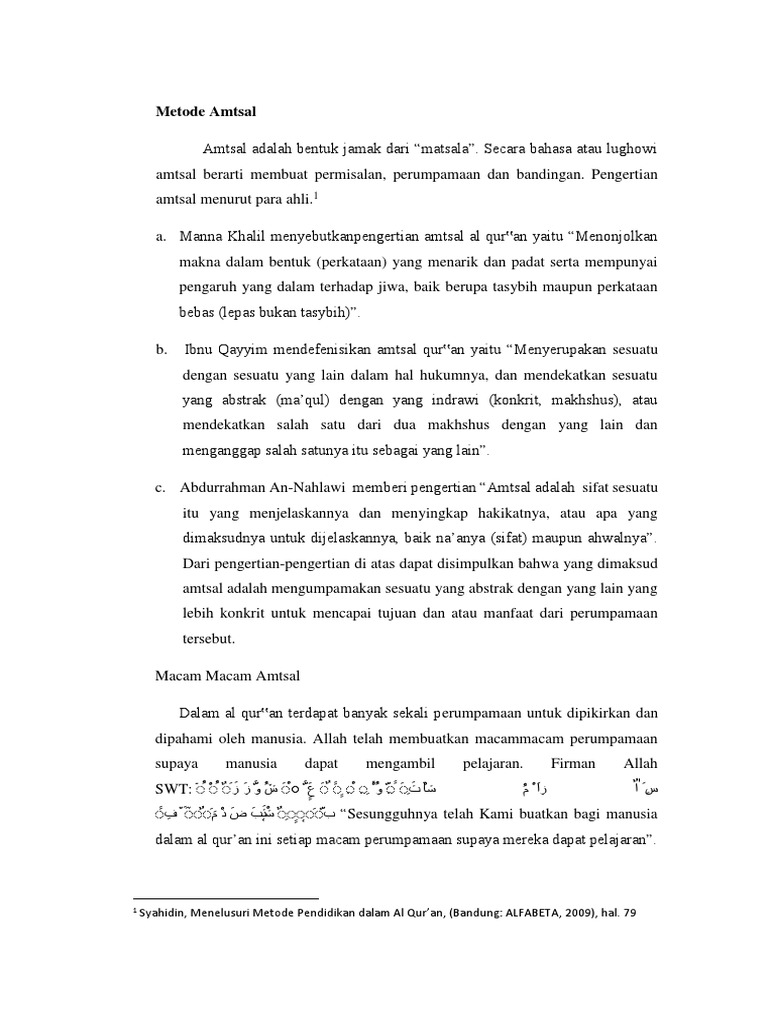 Pengertian dan Macam Amtsal | PDF | Agama & Spiritualitas