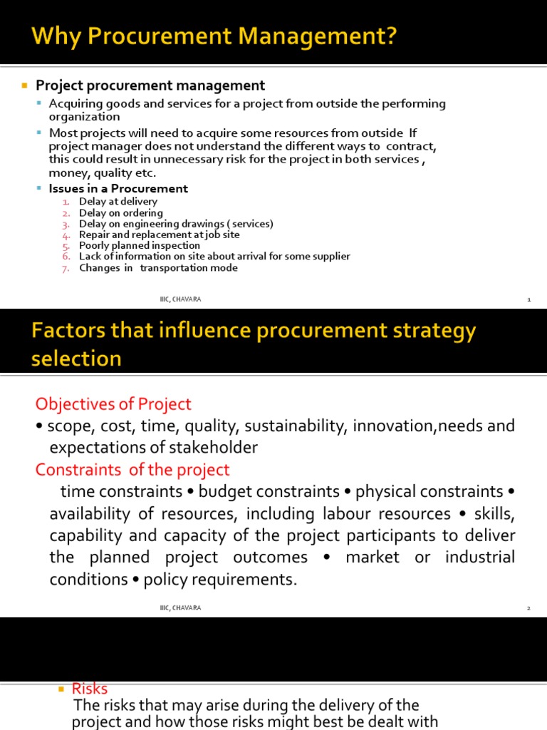 Project Procurement Management: Issues in A Procurement | PDF | Request For Proposal | Procurement