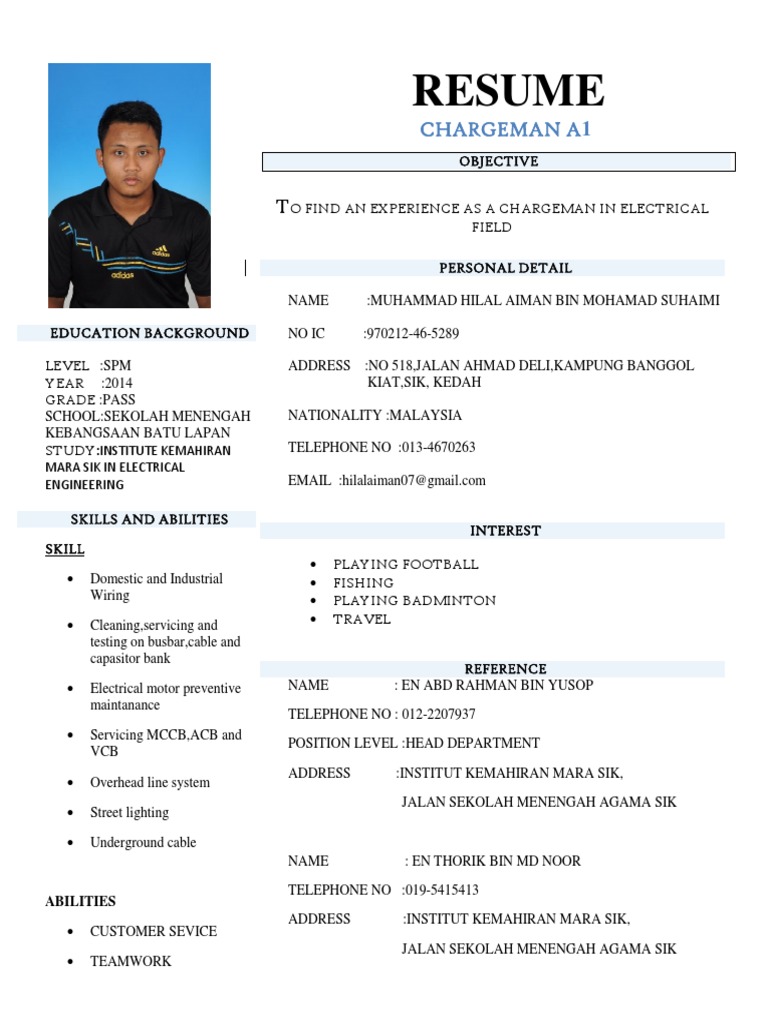Electrical Engineering Resume of Muhammad Hilal | PDF