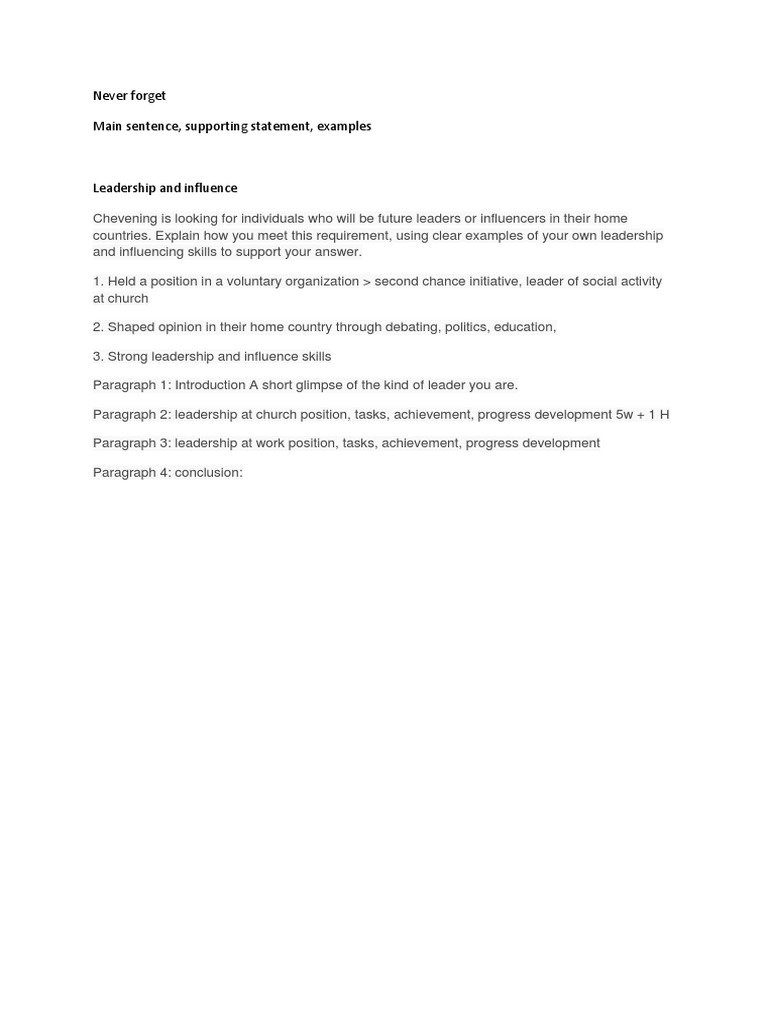 Outline Chevening Example | PDF | Thesis | Learning