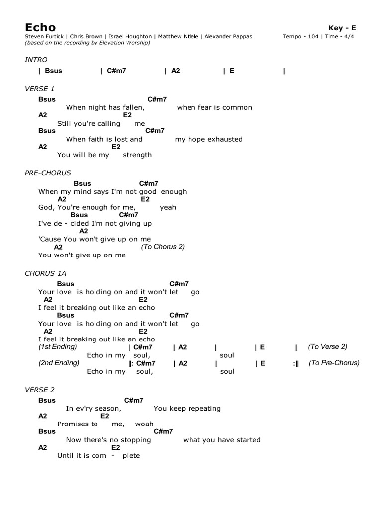Echo E | PDF | Song Structure | Songs