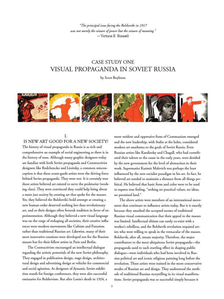 Visual Propaganda in Soviet Russia: Case Study One | PDF | Soviet Union ...