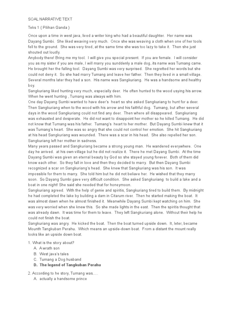 Soal Narrative Text Dan Telaah Soal | PDF | Legends | Asian Mythology
