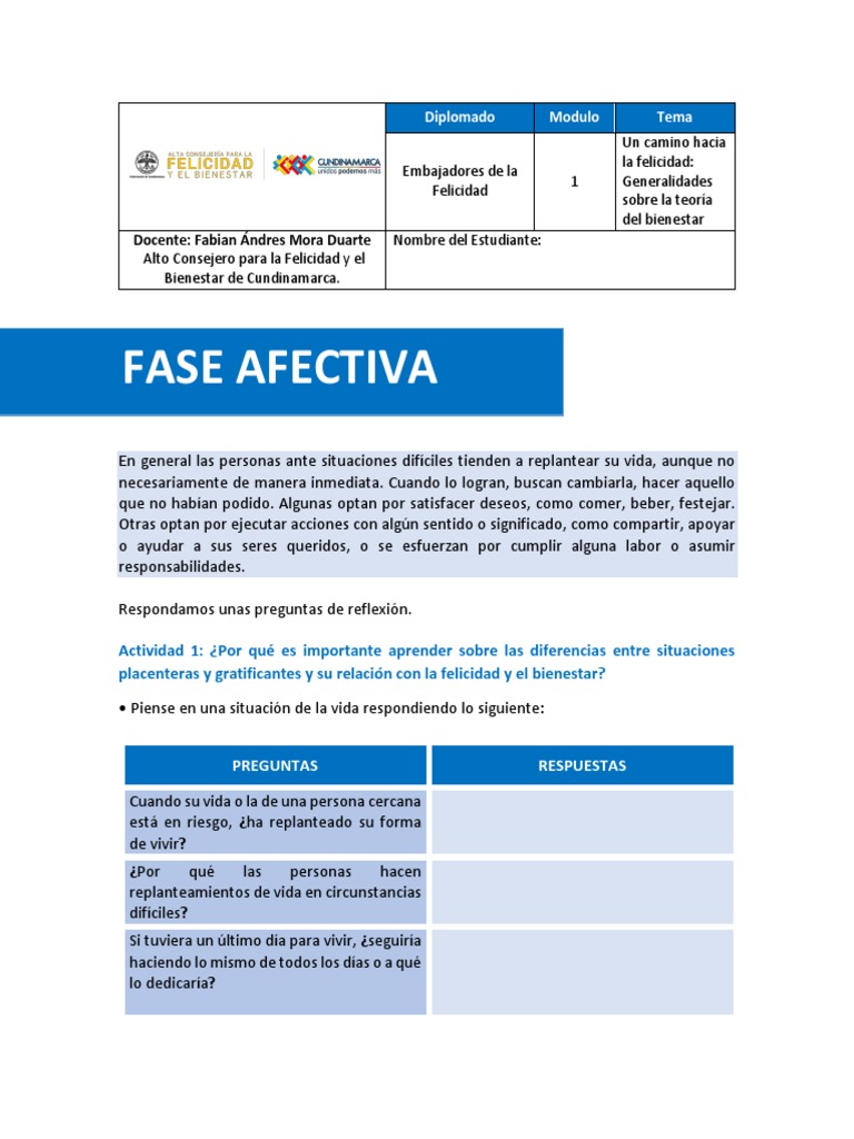Taller Modulo 1 | PDF | Placer | Felicidad