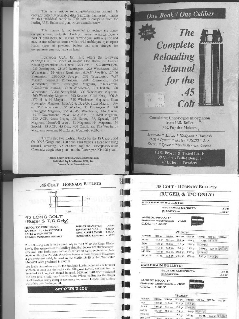 Pub The Complete Reloading Manual For The 45 Colt | PDF