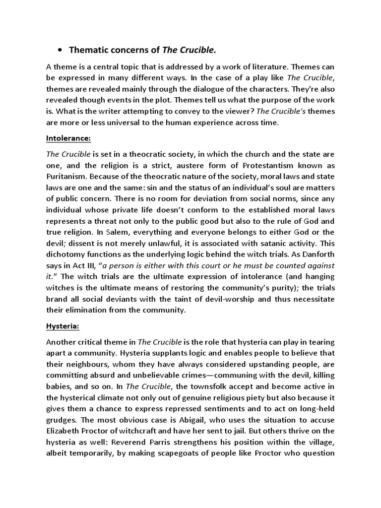 Thematic Concerns of The Crucible | PDF