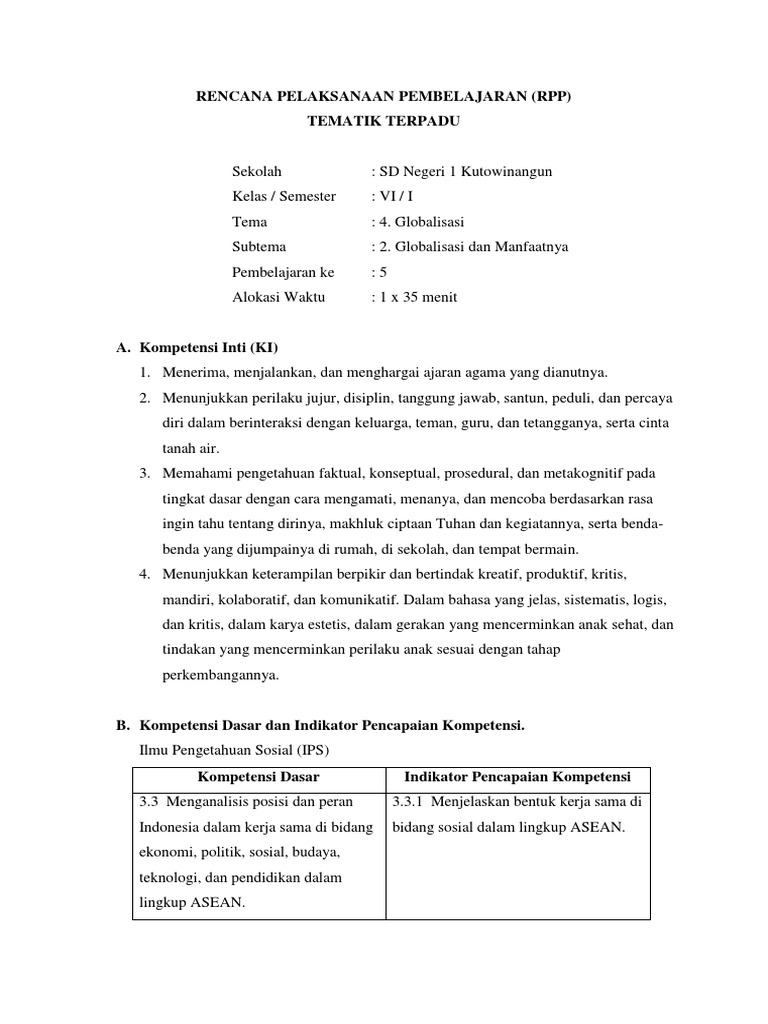 RPP Pembelajaran Role Playing SD Kelas VI | PDF | Karier & Perkembangan