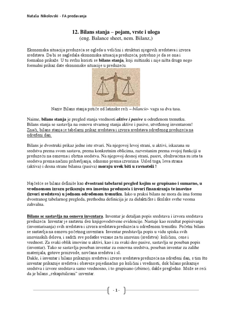 Bilans Stanja | PDF