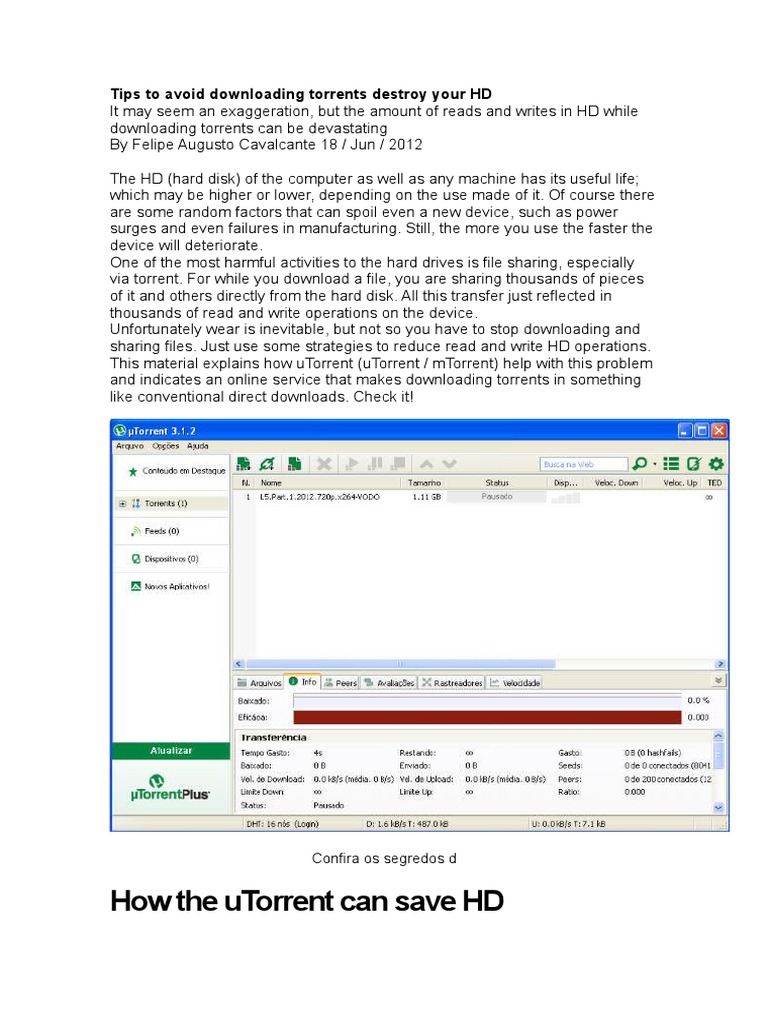Avoid Torrents Destroy Your HD | PDF | Random Access Memory | Cache ...