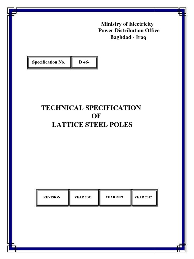Lattice Steel Pole Specifications | PDF | Structural Steel | Screw