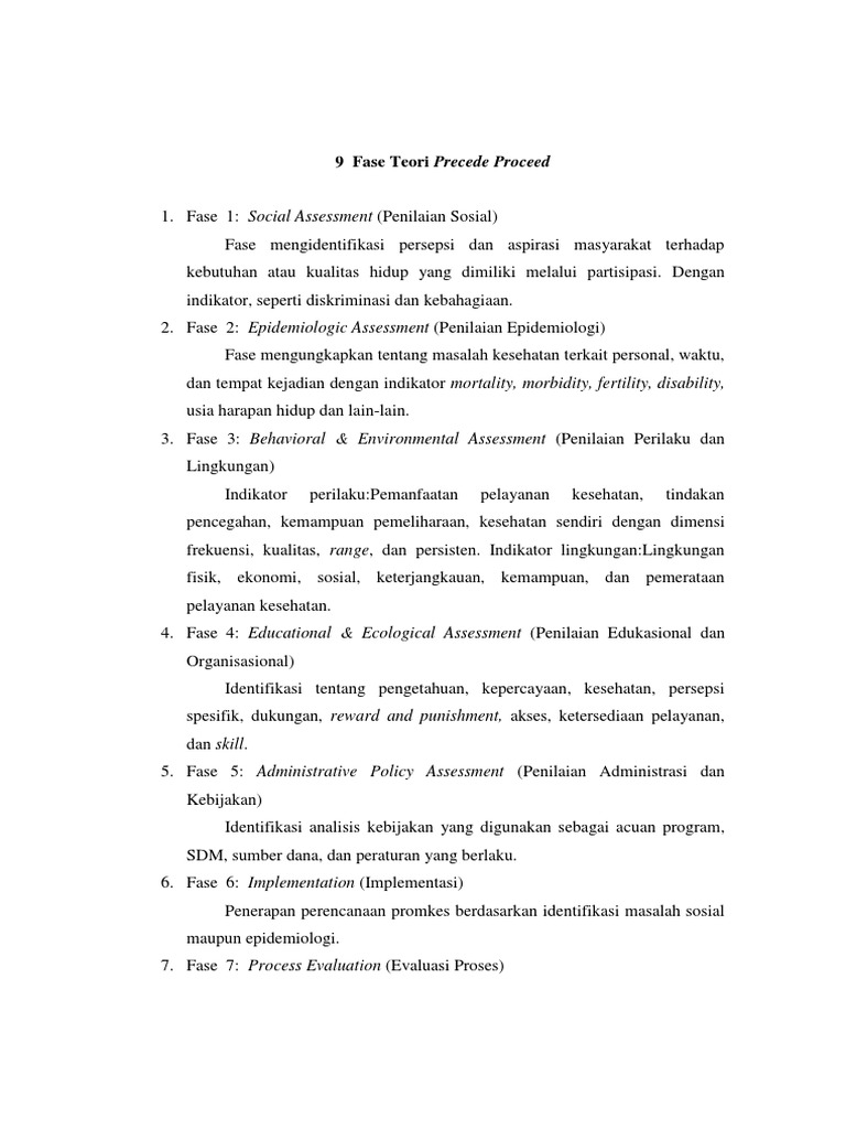9 Fase Teori Precede Proceed | PDF